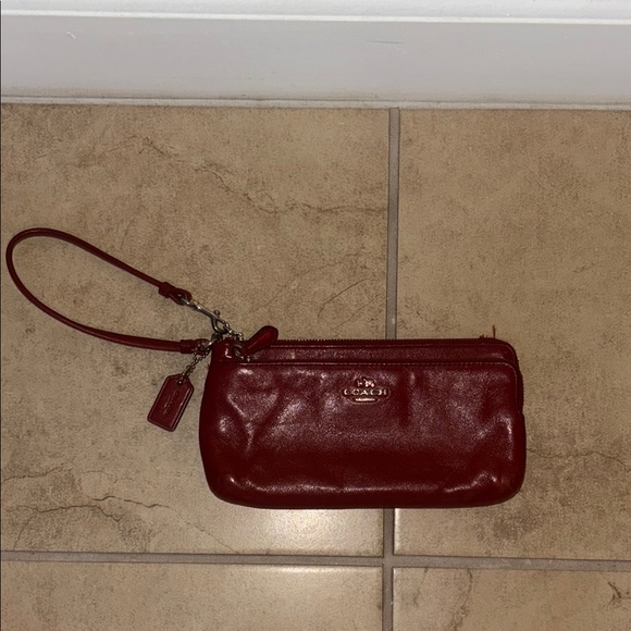 Coach | Bags | Coach Red Leather Wristlet | Poshmark